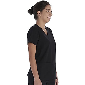 Vital Threads Womens Scrubs Set V-Neck Top & Drawstring Pant, VT514C, S, Black