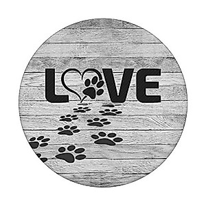 Black Dog Paw print tracks heart love On Gray look PopSockets Swappable PopGrip
