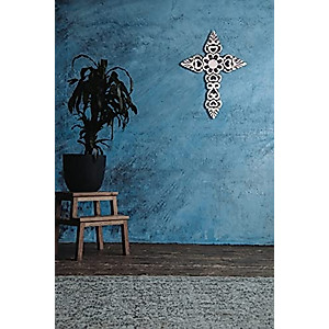 Ardour 9.7 Inch Antique Silver and Black Wall Cross For Home Decor.Metal Hanging Decorative Crosses Wall Decor.Cross For Wall Of Crosses,Religious Home Decor