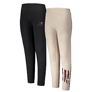 New Balance Girls Active Leggings Set 3 Piece T-Shirt, and Leggings Activewear Set, Size 78, MangoOatmeal