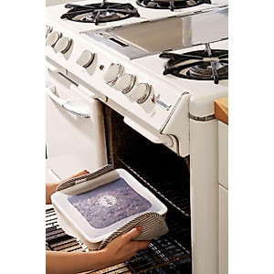 W&P Reusable Silicone Stretch Lid, Brownie (8 x 8) Set of 2, Dishwasher Safe, Freezer Safe, LFGB/Premium Silicone, Microwave Safe, Clear