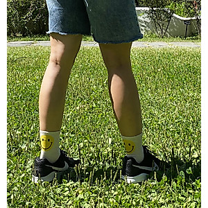 holawit Happy Face Fun Design Positive Smile Back Point Quarter Socks 4P Set