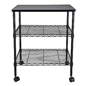 Wire Storage Shelves 3-Shelf Adjustable Shelving Units with Wheels Steel Metal Storage Rack for Kitchen Pantry Closet Laundry Durable Organizer Garage Tool Storage Shelf, Black, Black-e