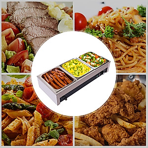 Electric Commercial Food Warmer,Buffet Food Warmer,Stainless Steel Bain Marie Buffet with Temperature Control & Lid for Parties, Catering (3 Pan-1500W)