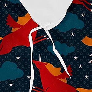 DragonBtu Unicorns Red 3 Piece with 2 Pillow Shams Comfortable Print Bedding Set Soft Comforter Cover Set for Women Girl