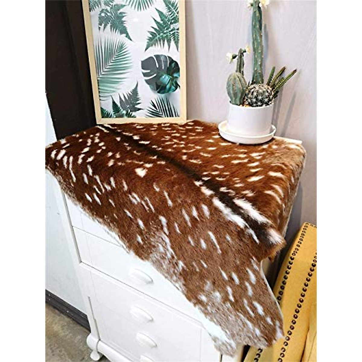 Faux Cowhide Rug Animal Skin Area Rug Deer Rug Cow Hides and Skins Rug Sika Deer Carpet for Home,Livingroom (6.1x5ft)