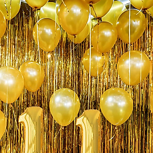 3 Pack Party Backdrop Decorations, 3.28 x 9.84 ft Gold Birthday Backdrop Tinsel Curtain Backdrop Birthday Decor Party Streamers Party Supplies for Birthday Wedding Graduation Bachelor Party