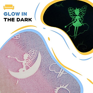 Qaba Kids Sofa Chair, Toddler Sofa with Glow in The Dark Fairy Design & Wooden Frame, Upholstered Baby Sofa for 18-36 Months for Bedroom, Livingroom, Playroom, Kid Room, Multicolor