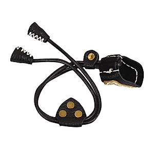 SOPOGER Archery Thumb Ring Handmade Brass Leather Finger Guard Adjustable Traditional Thumb Ring Mongolian Finger Protector for Horse Bow Longbow Recurve Bow (Black)