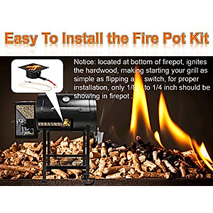 Heavy Duty Steel Porcelain-Enameled Fire Burn Pot and Hot Rod Ignitor Kit Replacement Parts for Traeger & Pit Boss Wood Pellet Grill ,Also Fit For Pellet Pro & Z Grills Wood Pellet Grill Smoker