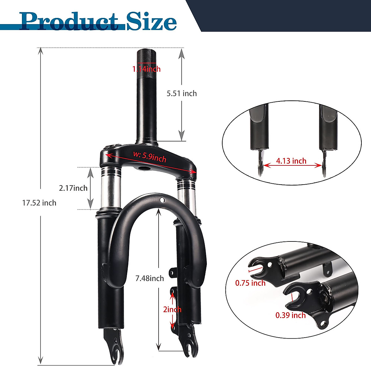 Relibupdater 12 Inch Front Suspension Fork,Compatible with 10'' 12'' Wheel,Scooter Fork Suit with E Bikes,Electric Scooters, Electric Bicycles, Motorcycles and Mountain Bikes