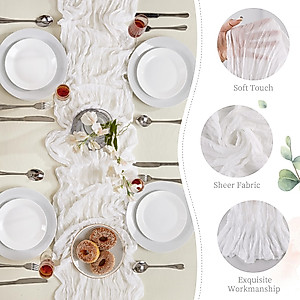 6 Pack White Cheesecloth Table Runner 10FT Long Boho Gauze Table Runner Rustic Sheer Runner for Wedding Bridal Baby Shower Birthday Party Table Decor Thanksgiving Christmas Decorations