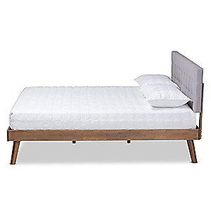 Baxton Studio Beds (Platform), King, Light Grey/Walnut