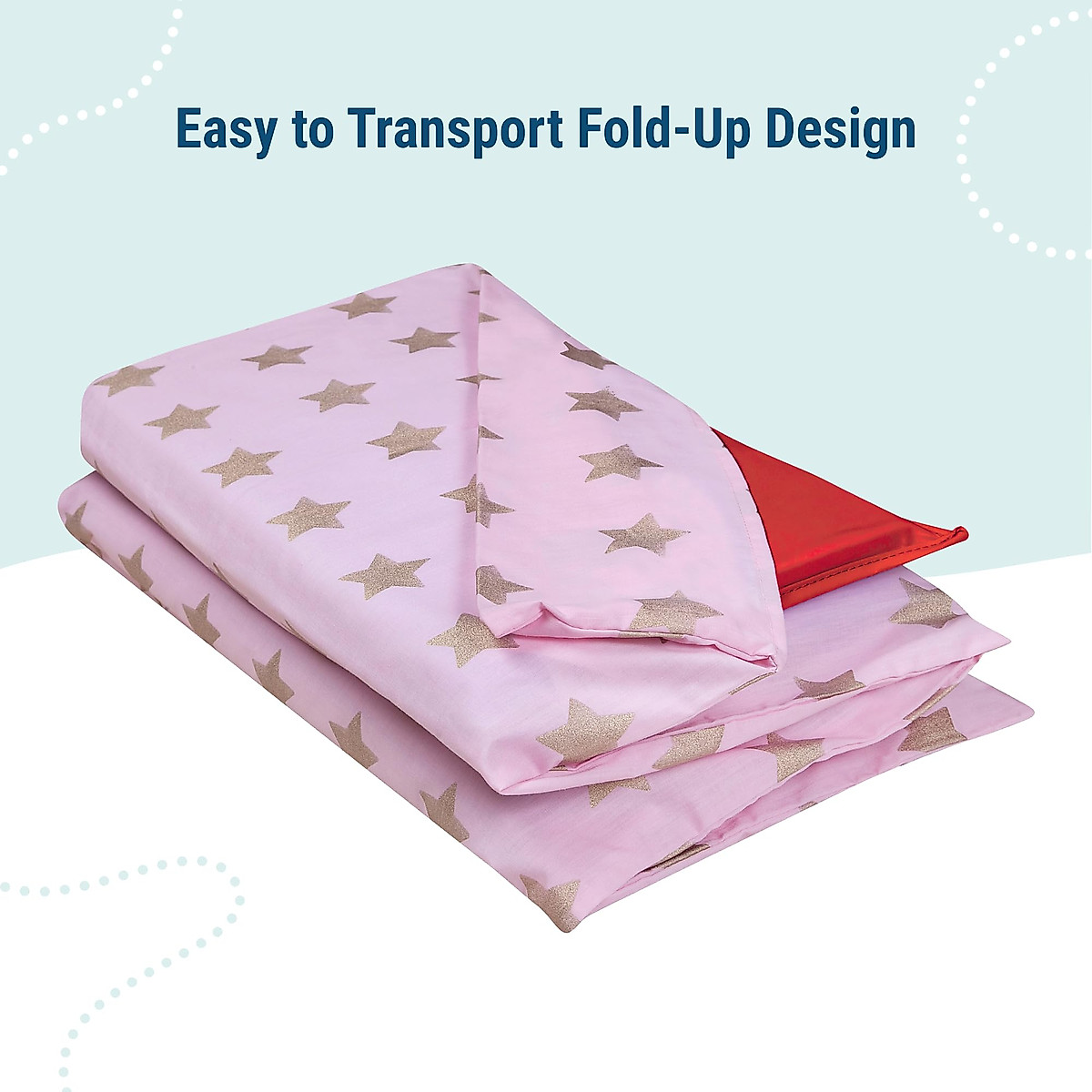 Wildkin Kids Nap Mat Cover – Soft, Sewn-in Flap, Durable & Fits 1.5" Vinyl Sleep Mats - Pink and Gold Stars