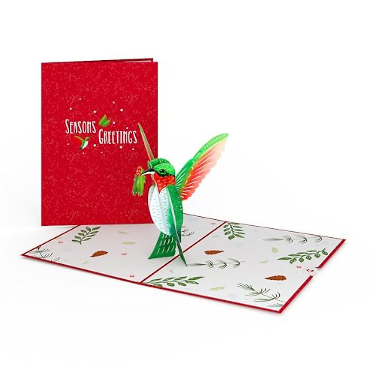 Lovepop Holiday Hummingbird Pop Up Card, 5x7-3D Greeting Card, Pop Up Christmas Cards, Kids Christmas Card, Seasonal Holiday Card