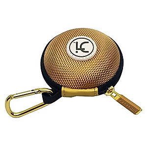 CASEBUDi Round Earbud and Phone Charger Storage Case with Carabiner | Limited Edition Gold Ballistic Nylon