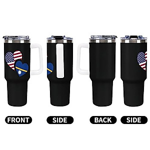 Nauru U.S. Flag 40oz Water Bottle Double Wall Insulated Tumbler with Handle Leakproof Travel Mug White-style