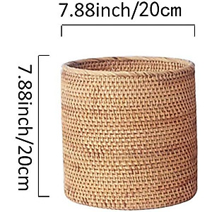 KODENG Handmade Rattan VASE Trash Can, Cylinder Storage, Desktop Trash Can, Rattan Trash Can Storage Basket (20CM)
