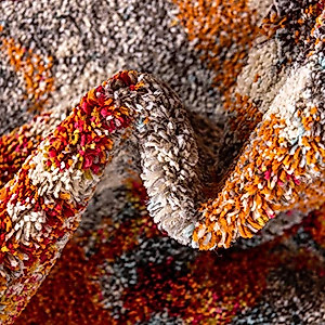 Unique Loom Estrella Collection Modern, Abstract, Light Colors, Distressed Area Rug, 5 ft x 8 ft, Orange/Beige