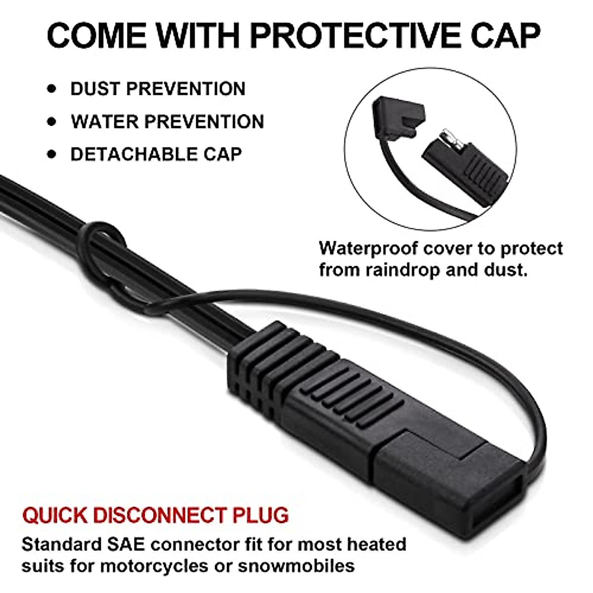 Geosiry 25FT 16 AWG SAE Extension Cable, SAE Cable with Dustproof Cap for Solar Panel Motorcycle Automotive RV Battery (25FT)