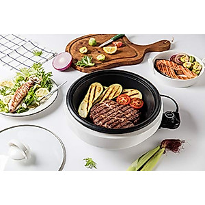 Aroma Housewares ASP-137 Grillet 3Qt. 3-in-1 Cool-Touch Electric Indoor Grill Portable, Dishwasher Safe, 3-Quart, White