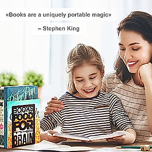 Metal Book Ends For Shelves - Trendy Black Bookends For Heavy Books With Non-Slip Pads - Unique Decorative Book Stoppers Match Home, Office, School, Library - 2 Piece Holder Set For Movies, CDs, Books