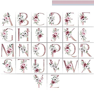 Floral Initial Canvas Bags for Women - Initial Tote Wedding Bag for Bridal Shower - Bachelorette Party Gift for Bridesmaid (Initial #T)