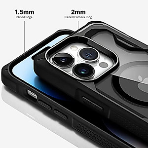 ULTIMAL Case Designed for iPhone 14 Pro Max 6.7 Inch, Rugged Military Cover with Lightweight Sporty Design, Slim Shockproof Drop Protection Bumper Case Compatible with Magsafe (Black/Black Frame)