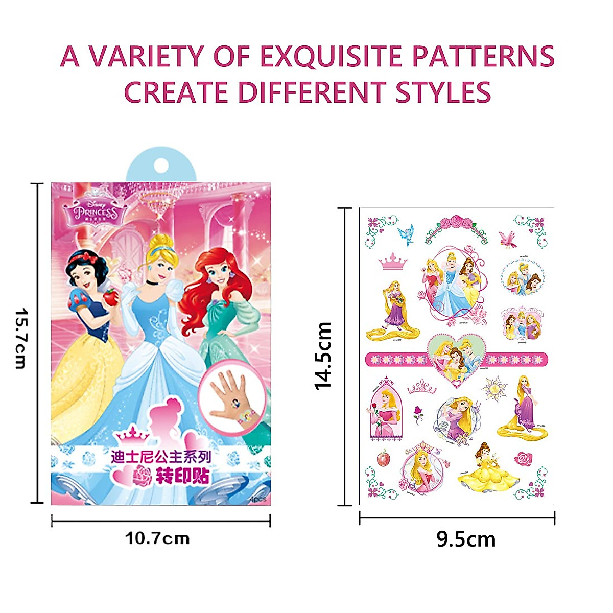 GODSON Princess Tattoos 4sheets Fake Temporary Tattoos for Kids Girls Women Adult Party Favors Birthday decor