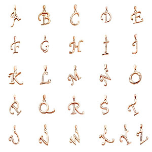 INFINIQUE CREATION 14K Gold Over 925 Sterling Silver Alphabet Initial Letter Pendant CZ (8x5, K, Yellow Gold)