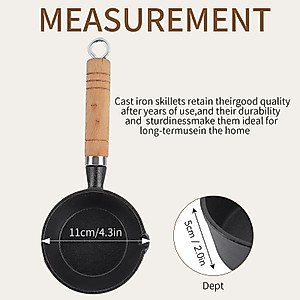 Yuecoom 4.3x2.0in Mini Frying Pan, Mini Egg Frying Pan Cast Iron Omelette Pan Iron Solid Mini Pre Seasoned Skillet for Indoor Outdoor Cooking