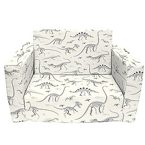 Hän Babos Kids Couch, 2-in-1 Convertible Sofa to Lounger, Comfy Flip-Out Couch Chair/Sleeper Bed for Toddler Boys and Girls (Dinasour Fossil)