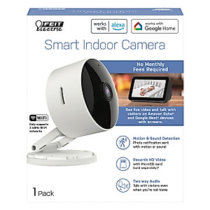 Feit Electric CAM1/WIFI 1080p HD Indoor WiFi Smart Home Security Camera with Night Vision, 2-Way Audio, Works with Alexa & The Google Assistant, White