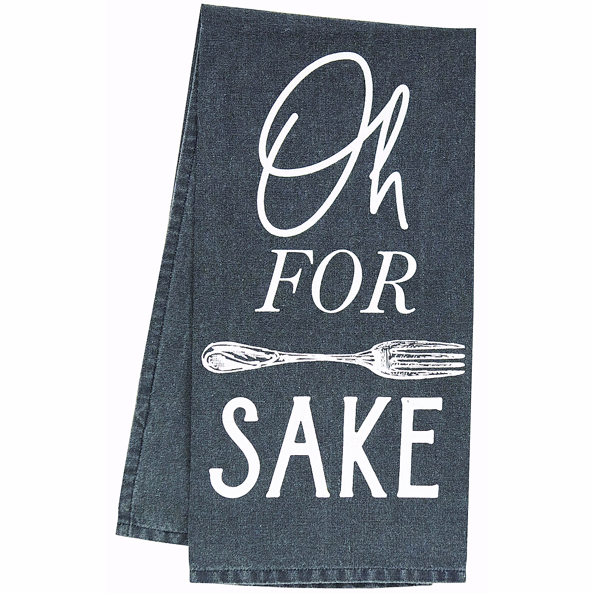 Col House Designs Funny Kitchen Towels with Sayings, Charcoal Grey - Funny Dish Towels (for Forks Sake)