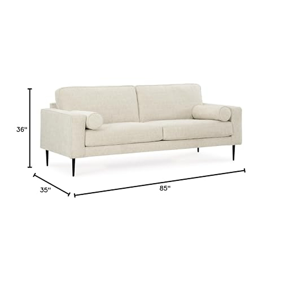 Signature Design by Ashley Hazela Contemporary Sofa with 2 Bolster Pillows, Beige