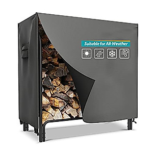 Patio Watcher 4 Feet Log Rack Cover, Heavy Duty Waterproof Patio Firewood Rack Cover, 48"x24"x42", Grey