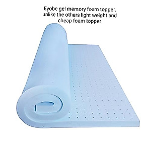 EYOBE Memory Foam Mattress Topper Twin XL 2 Inch Gel Infused Memory Foam Topper Twin Extra Long–Dorm Single XL Topper for Body Support & Pressure Relief – Ventilated Design – CertiPur Certified