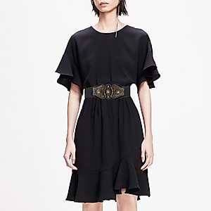 maikun Women's Wide Stretch Elastic Waist Cinch Belt Fashion Vintage Metal Buckle Dress Belt Waist Size 33-41''