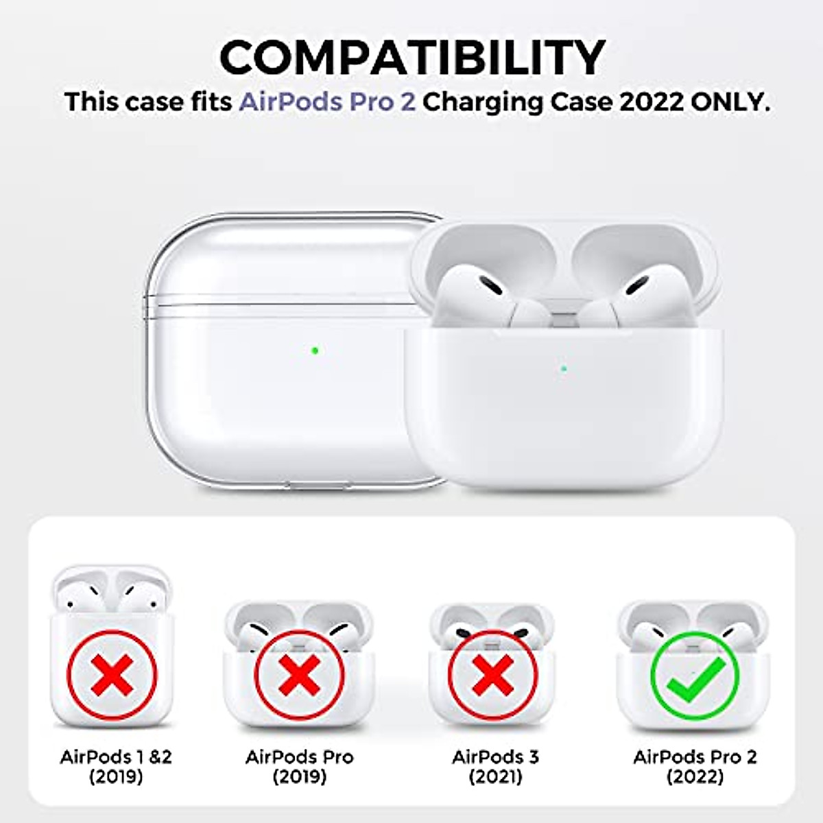 ATAMER Compatible Airpods Pro 2 Case, Clear Soft TPU Protective Cover, Compatible with MagSafe, with Lanyard, AirPods Pro 2nd Generation Charging Case 2022 (Clear)