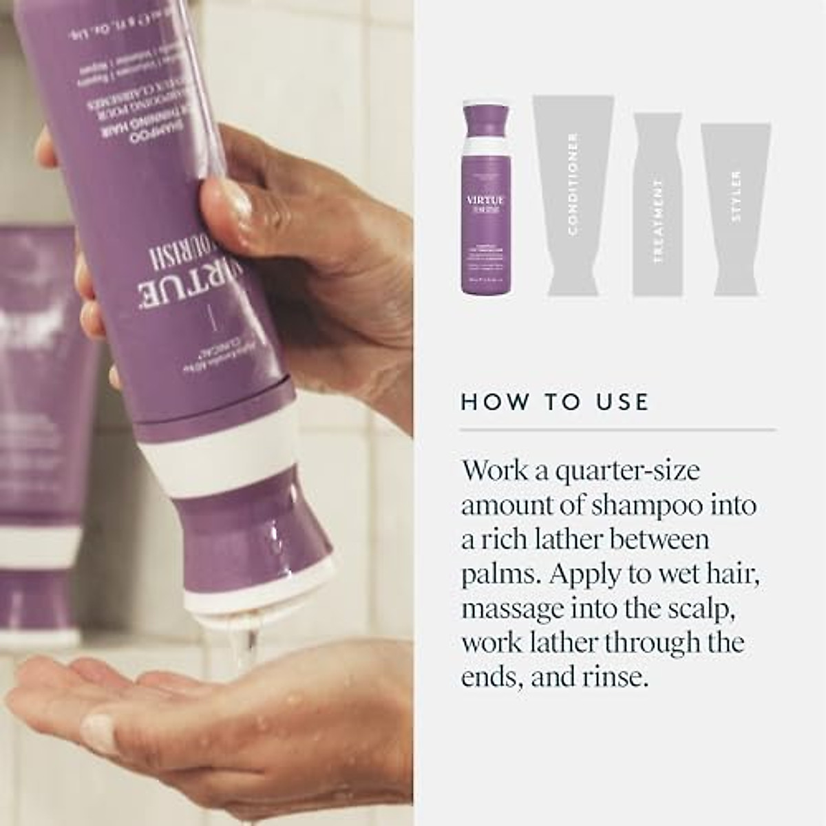 Virtue Flourish Sulfate Free Shampoo for Thinning Hair, Volumizing Hair Growth Product, Detoxifies and Repairs, Color Safe