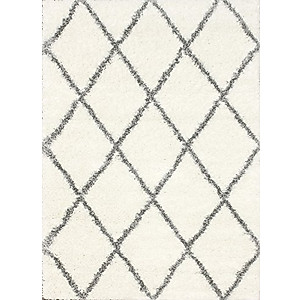 nuLOOM Machine Made Diamond Shag Area Rug, 4x6, Gray