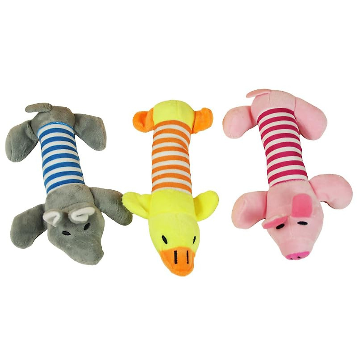 DURAGS Interactive Dog Toys with Reinforced Fabric - Set of 3 Unique Styles for Chewing and Play (Yellow Duck)
