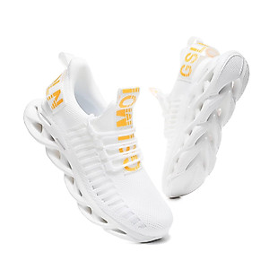 GSLMOLN Spring Summer Running Shoes Fashion Mesh Ultra Lightweight Sport Gym Sneaker Mens Slip-On Casual Shoes for Walking White Size 10.5