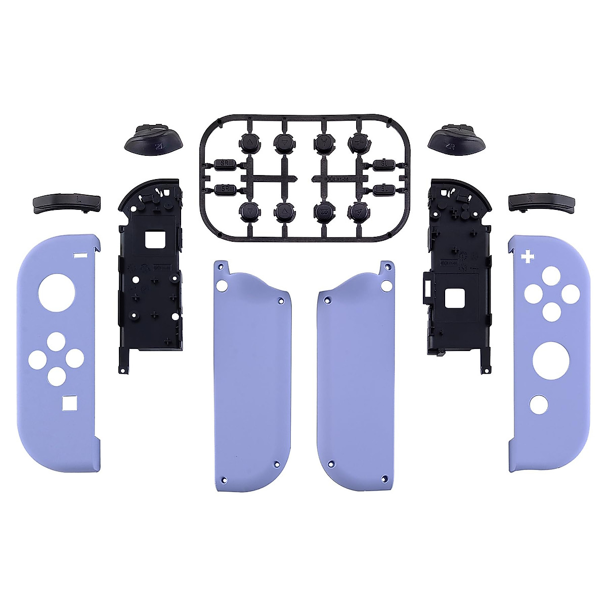 eXtremeRate DIY Replacement Shell Buttons for Nintendo Switch & Switch OLED, Light Violet Custom Housing Case with Full Set Button for Joycon Handheld Controller [Only The Shell, NOT The Joycon]