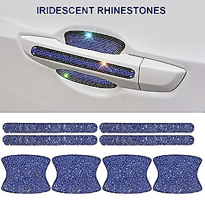 Bohisen 8pcs Bling Car Kit Car Door Handle Protector Shiny Rhinestones Scratch-Resistant Stickers Door Cup Handle Protective Film for Car