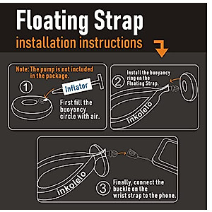 inkolelo Waterproof Phone case Floating Wrist Strap -Bright Orange