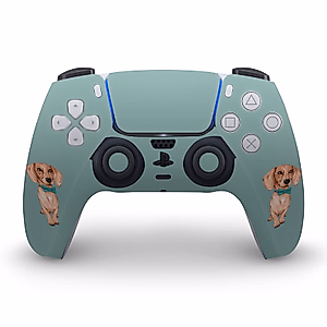 Head Case Designs Officially Licensed Barruf Dachshund, The Wiener Art Mix Vinyl Faceplate Gaming Skin Decal Compatible With Sony PlayStation 5 PS5 Digital Edition Console and DualSense Controller