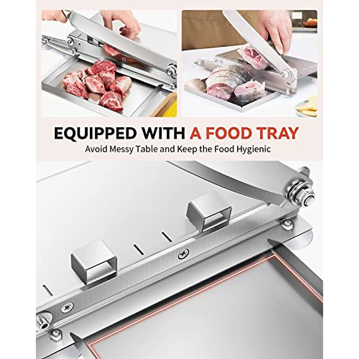 BAOSHISHAN Meat Slicer Meat Bone Cutter Manual Ribs Chopper for Fish Chicken Beef Frozen Meat Vegetables Deli Food Slicing Machine Home Cooking Use