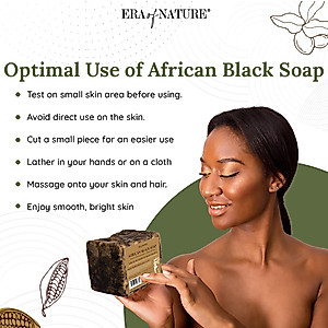 era of nature Best Raw ORGANIC AFRICAN BLACK SOAP, for Dry Skin and Skin Conditions. Pure & Natural Ingredients, Imported From Ghana - 1lb (16oz)