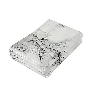 Marble Bath Hand Towel 2 Pcs Absorbent White Marble Prints with Black Hand Towels Granite Marbling Face Towel Soft Marble Stone Fingertip Towel for Bathroom Kitchen Hotel Spa Decor Gift 28.3x14.4in